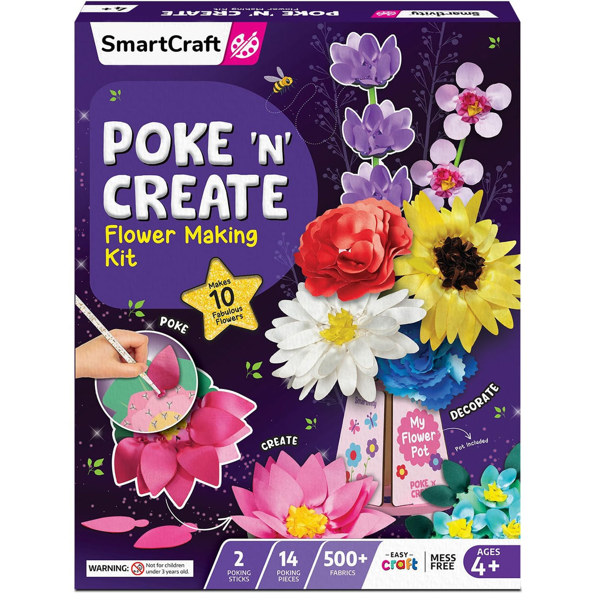 SmartCraft Art & Craft Kit - Poke Art Flower Making Kit for Kids Ages ...