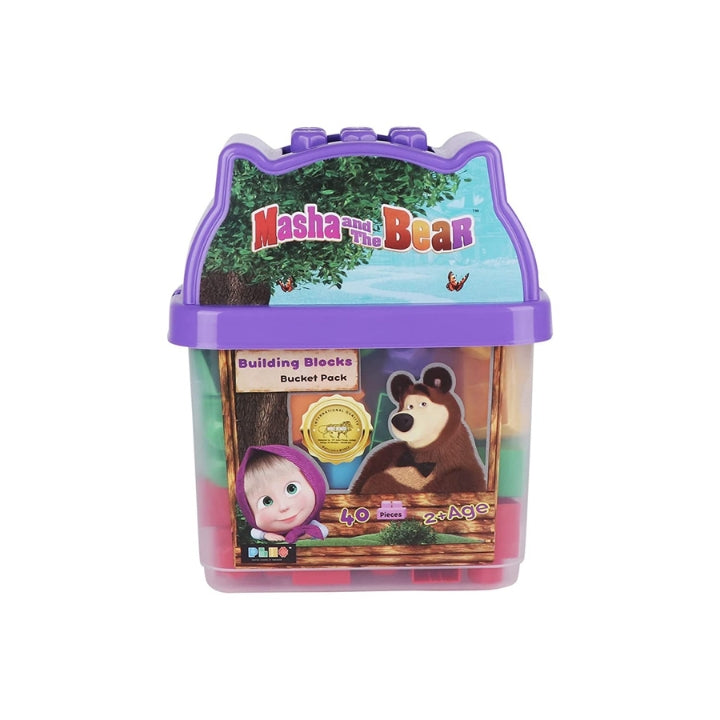 Building Blocks Bucket Pack Masha & the Bear- 40 Pieces – Juplay World