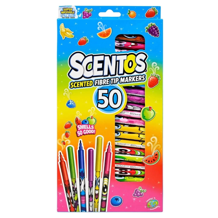 Scentos Scented Fibre Tip Pens, Pack of 50 – Juplay World