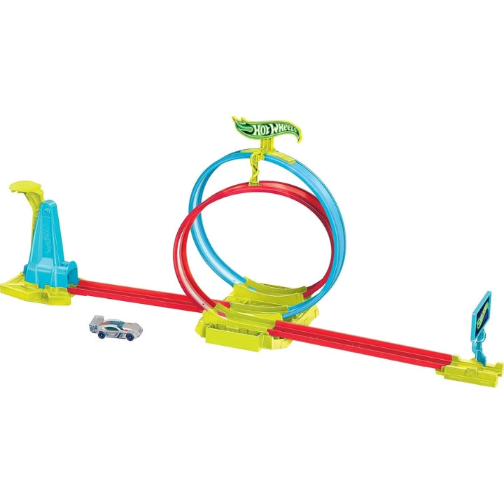 Hot Wheels Neon Speeders Track Set, Laser Stunt Slamway with 1 Hot Whe ...