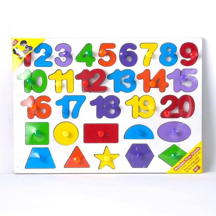 Anindita Toys 1 to 20 Numbers with 10 Shapes Wooden Tray Puzzle ...