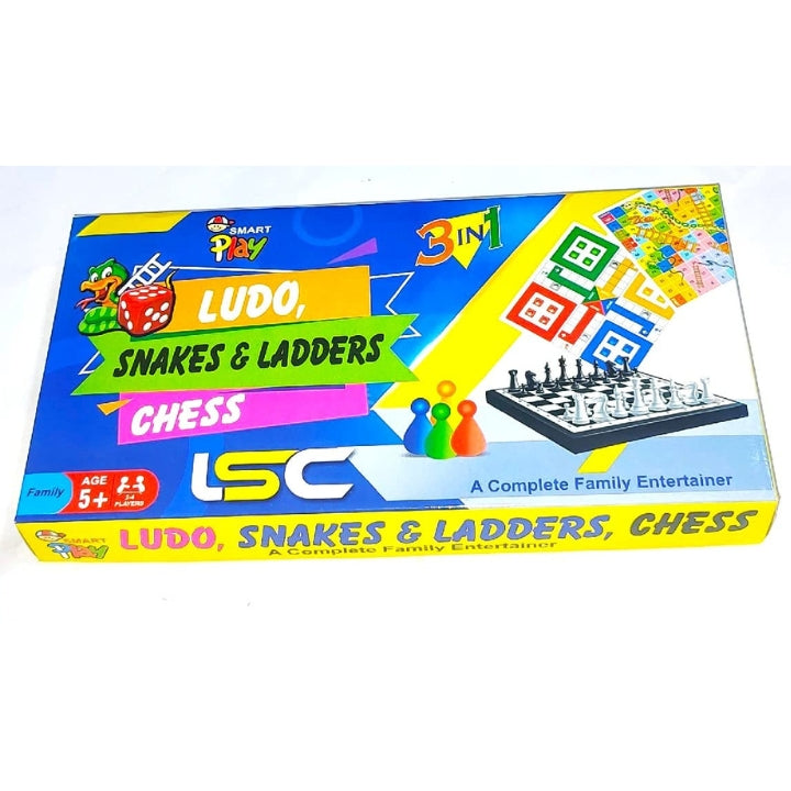 Play Smart 3 in 1 Ludo, Snakes & Ladders & Chess Board Combo – Juplay World