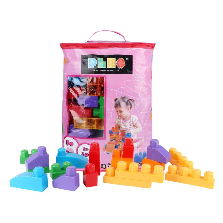 PLEX Building Blocks with Bag Pack Pink - 80 Pieces – Juplay World